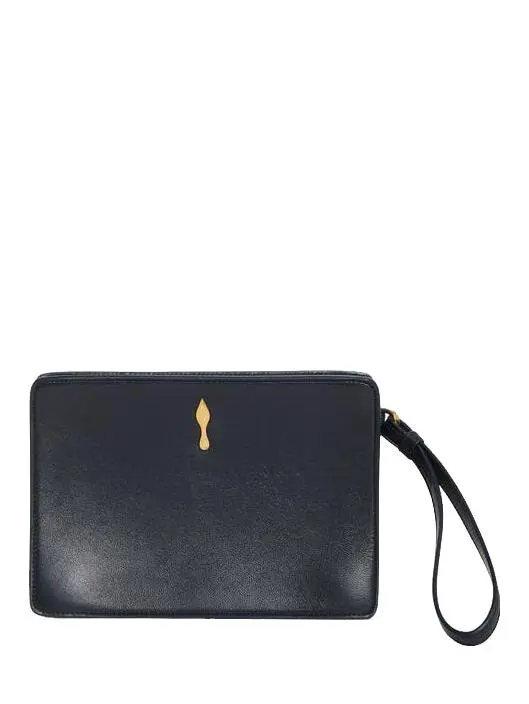 CHRISTIAN LOUBOUTIN Small Bettina Leather Wristlet - Black/gold