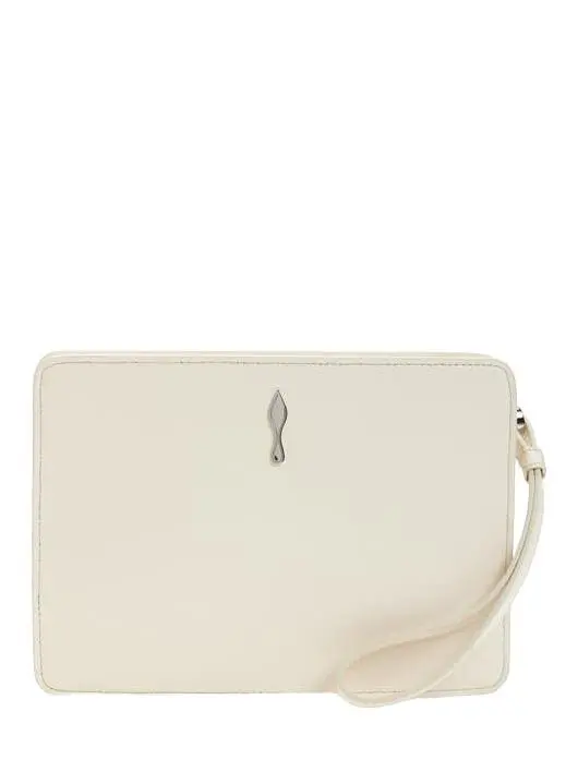 CHRISTIAN LOUBOUTIN Small Bettina Leather Wristlet - Suzuran/silver
