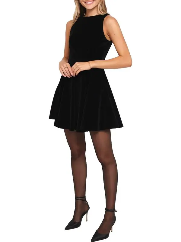 PETAL & PUP Pearla Fit & Flare Minidress - Black Velvet