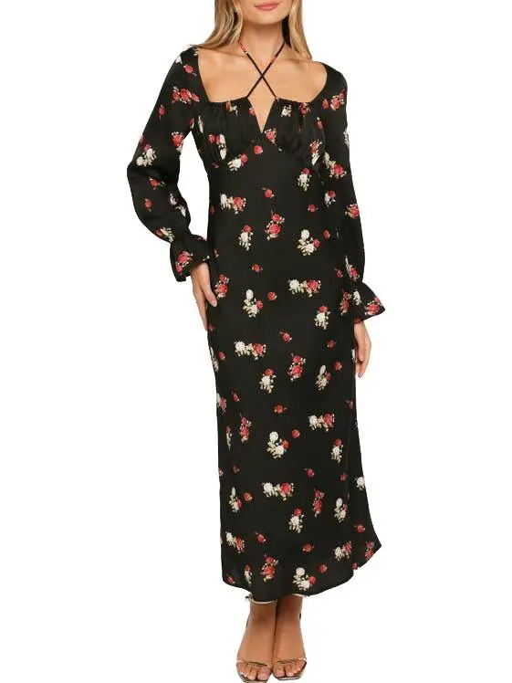 PETAL & PUP Pauline Floral Maxi Dress - Black Floral