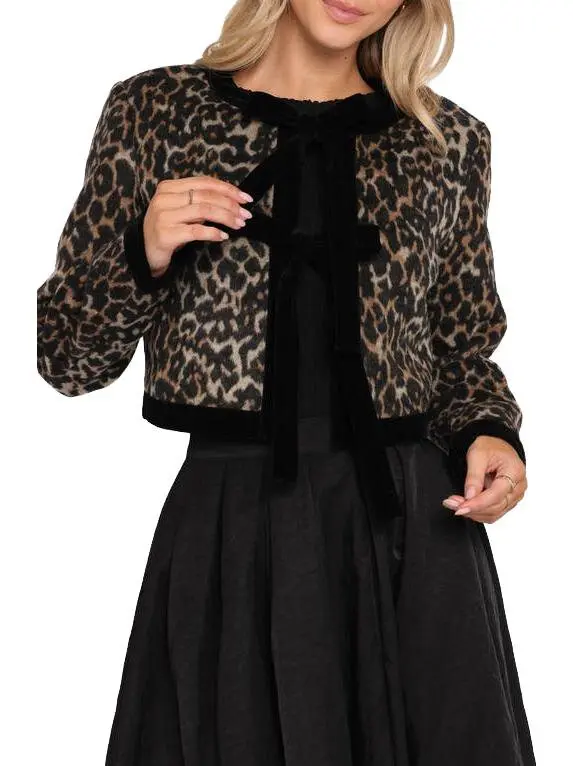PETAL & PUP Vanna Tie-front Print Jacket - Leopard