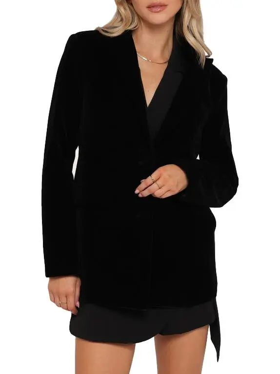 PETAL & PUP Clive One-button Velvet Blazer - Black
