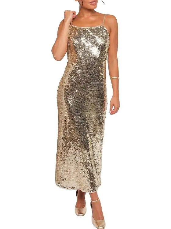 PETAL & PUP Karley Sequin Maxi Dress - Gold