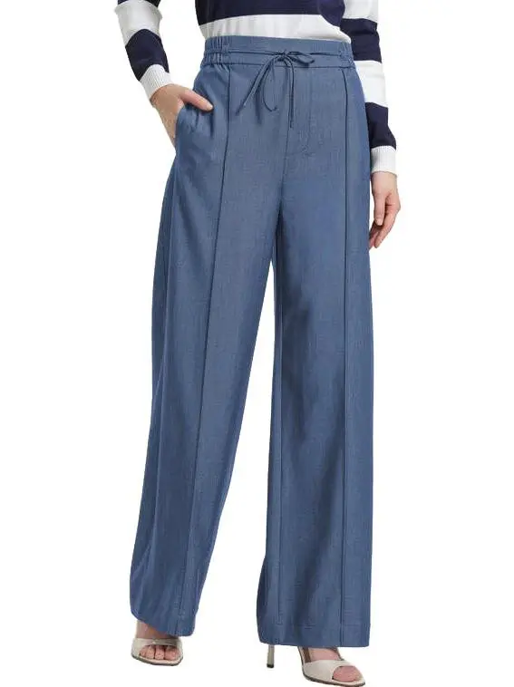 ISAAC MIZRAHI NEW YORK Cotton Chambray Pull-on Pants - Denim