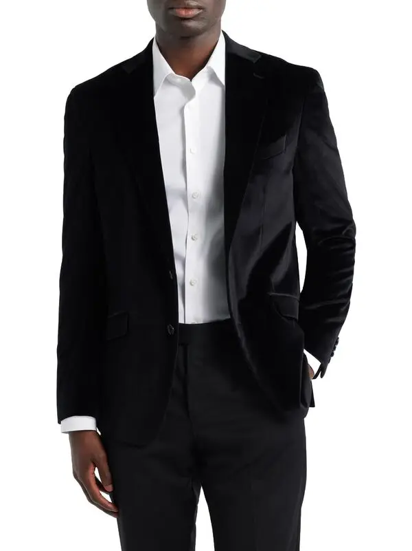 EMANUEL BERG Textured Stretch Cotton Sport Coat - Black