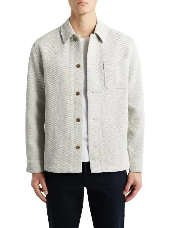 LES DEUX Hamilton Twill Overshirt - Snow Melange