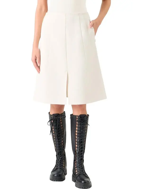 Akris Pleated A-line Skirt - Ecru