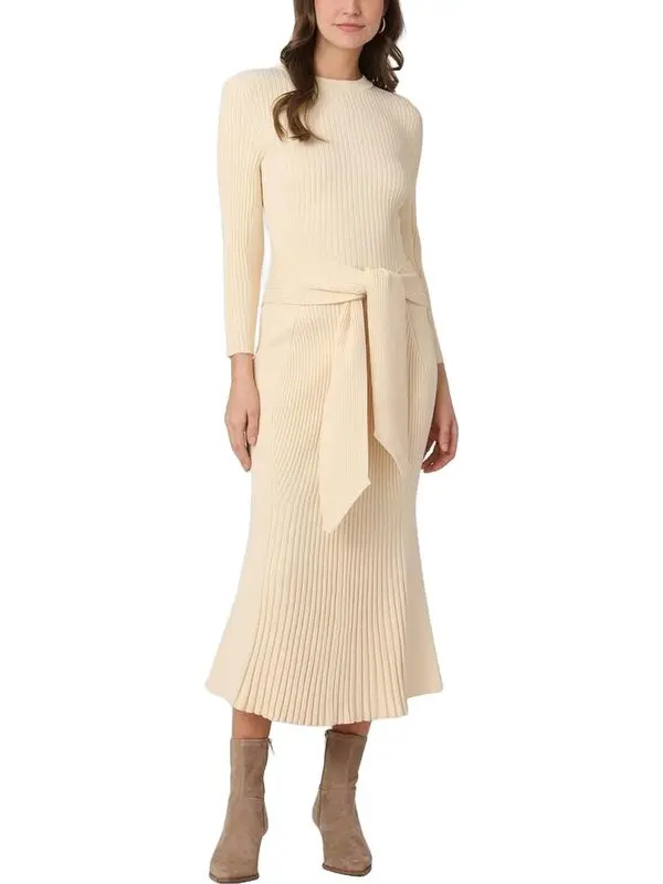 Shoshanna Tie Knit Midi Dress - Cream