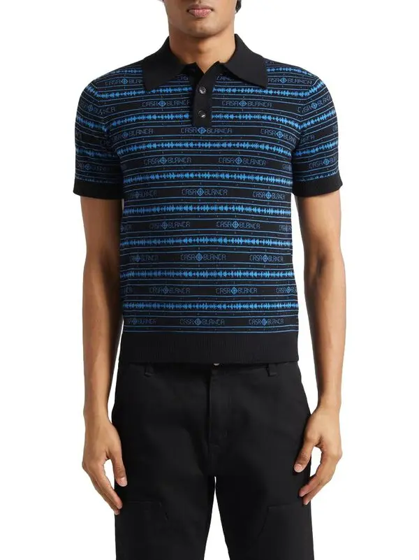 Casablanca Logo Jacquard Wool Polo - Sound Wave
