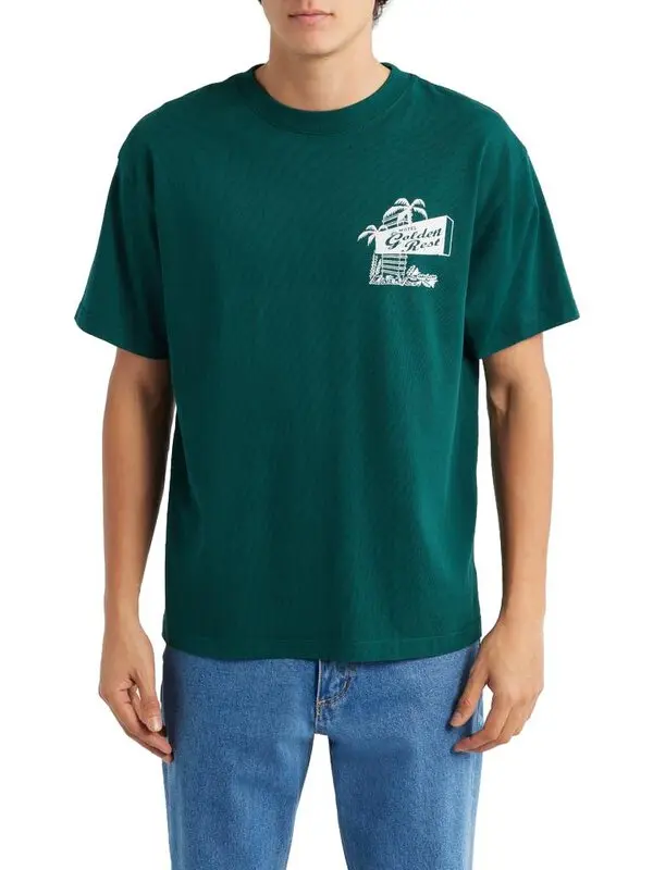 ID SUPPLY CO Npl Motel Golden Rest Graphic T-shirt - Washed Green