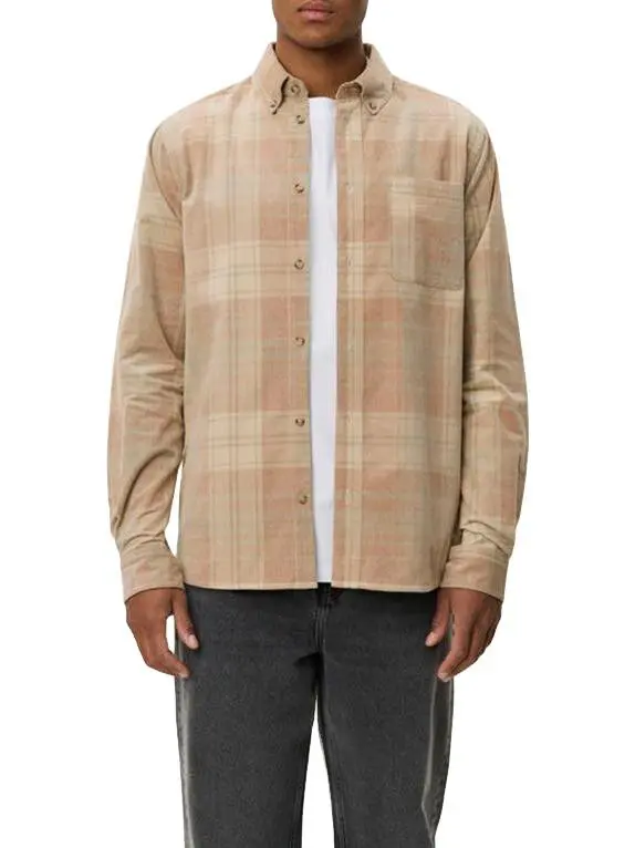 LES DEUX Kash Check Corduroy Button-down Shirt - Dark Sand
