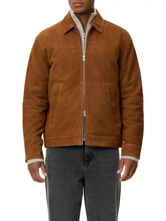 LES DEUX Nyle Goatskin Suede Coach's Jacket - Brown