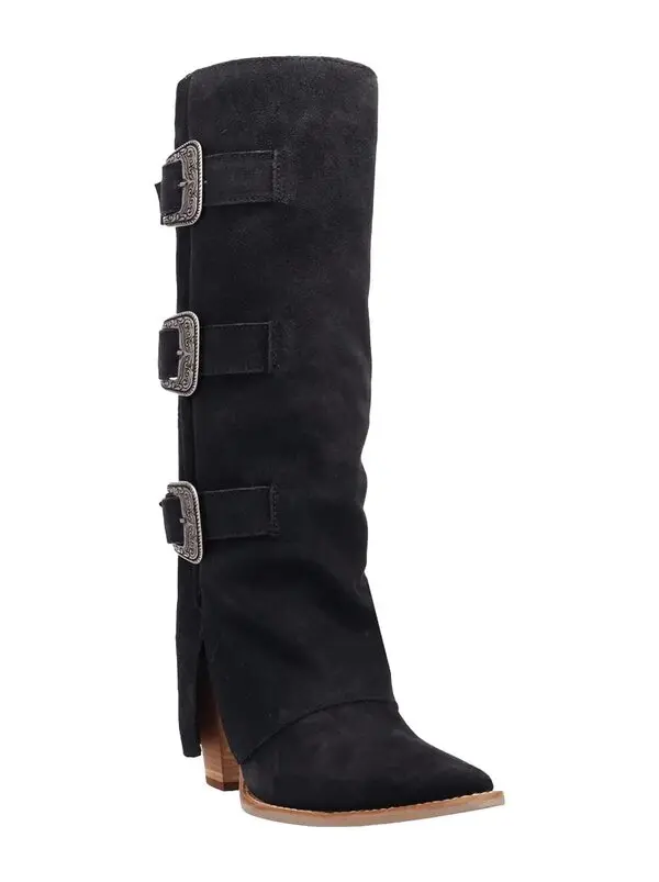 DINGO Buckle Bunny Knee High Western Boot - Black