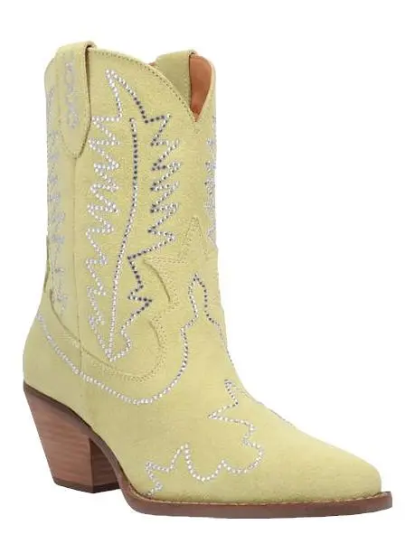 DINGO Western Boots With Rhinestone Detailing - Lime
