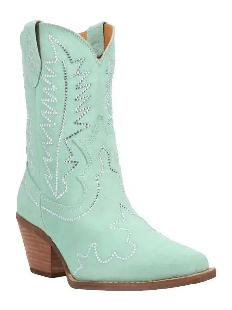 DINGO Western Boots With Rhinestone Detailing - Mint