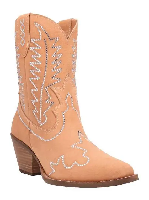 DINGO Western Boots With Rhinestone Detailing - Peach