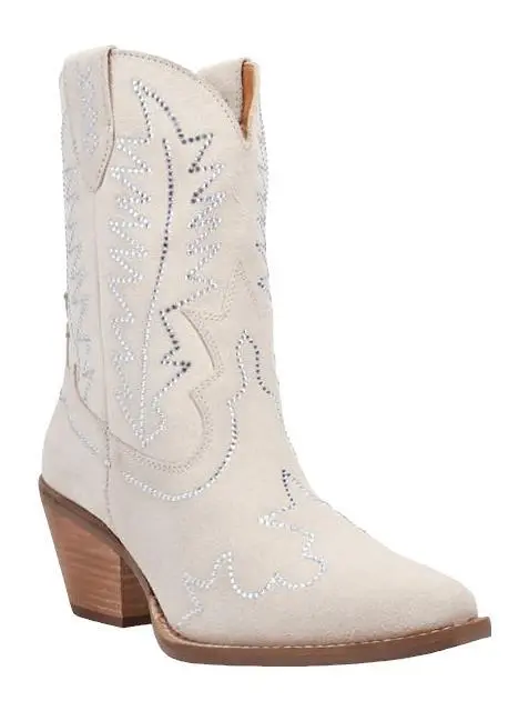 DINGO Western Boots With Rhinestone Detailing - White