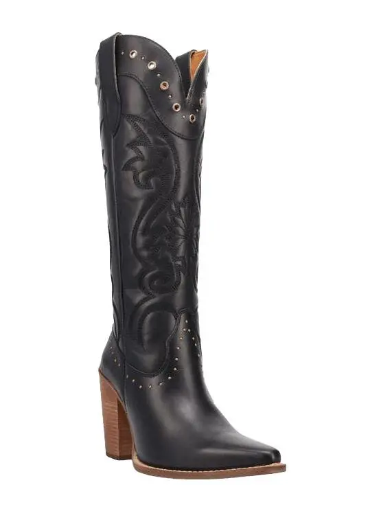 DINGO Rock N Rebel Knee High Western Boots - Black