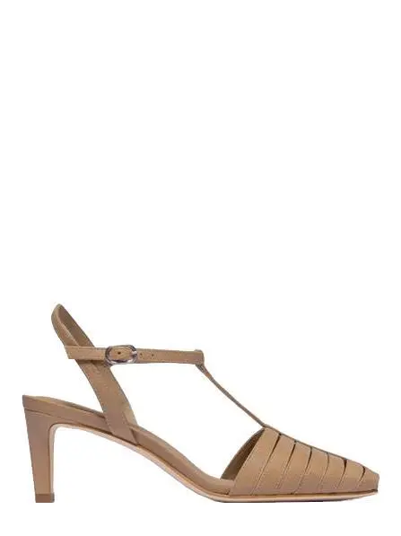 Bernardo Peoria Leather T-strap Pumps - Sand