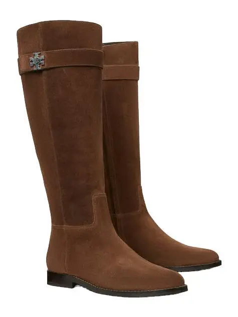 Tory Burch Turnlock Knee-high Suede Boots - Dark Cocoa
