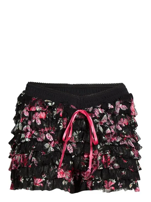 Free People Lace Boxer Shorts - Black Combo