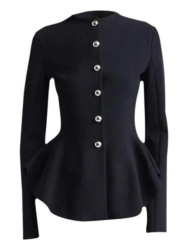 Proenza Schouler Dasha Compact Stitch Peplum Jacket - Black