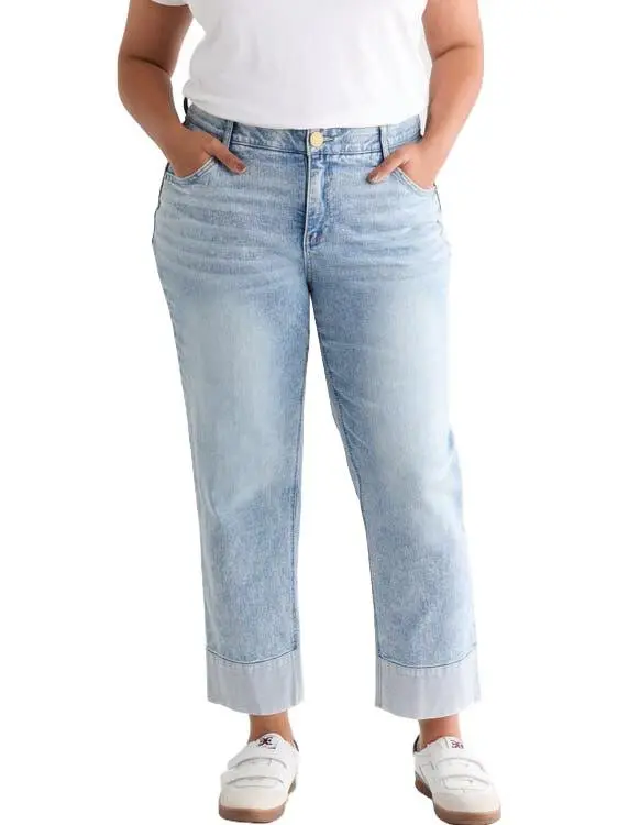 Wit & Wisdom High-waist Cuffed Boyfriend Jeans - Light Blue Artisanal