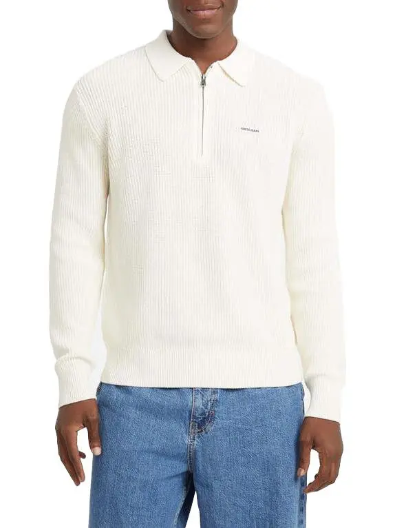 Guess Organic Cotton Half-zip Sweater - Warm White