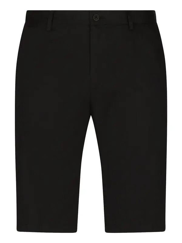 Dolce & Gabbana Stretch Cotton Tailored Shorts With Dg Patch - Black
