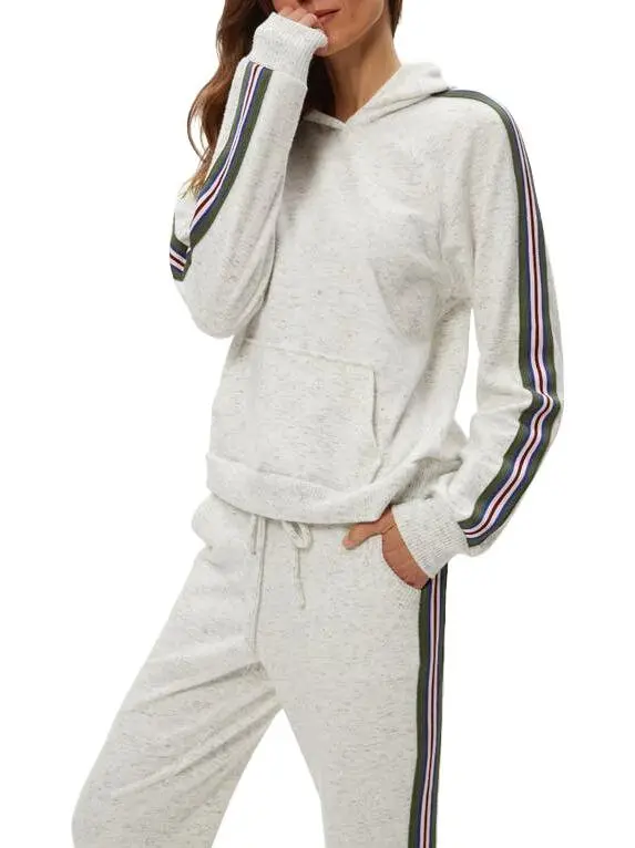 Michael Stars Latoya Stripe Accent Hoodie - Chalk