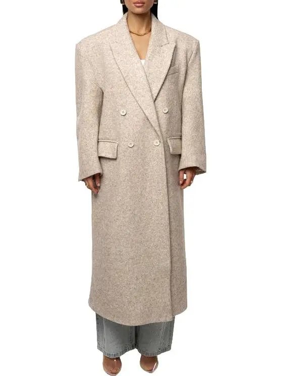 JLUXLABEL Wool-blend Double-breasted Coat - Beige