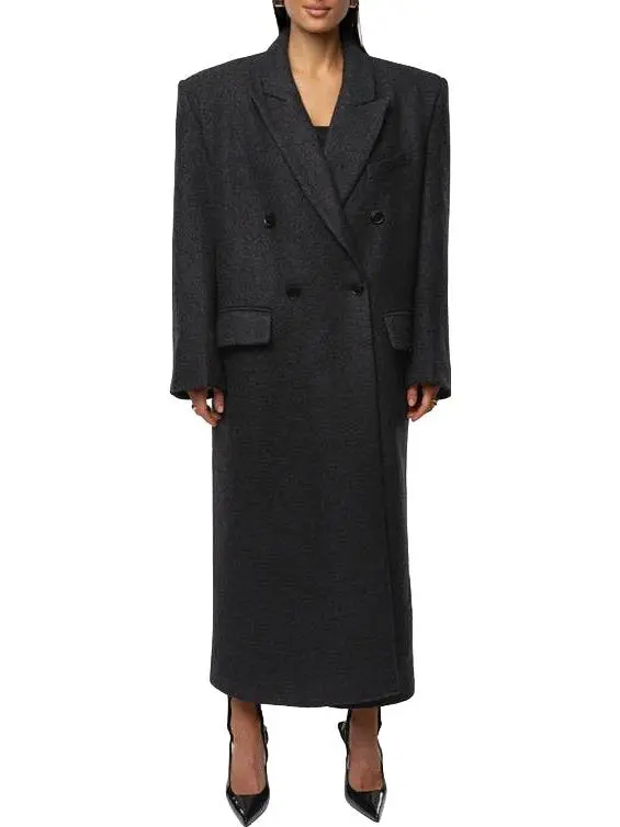 JLUXLABEL Wool-blend Double-breasted Coat - Black