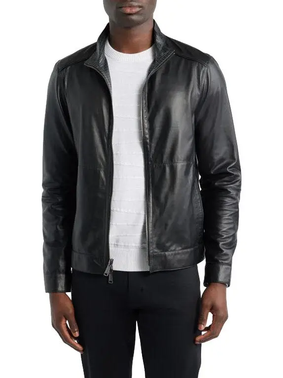 Bugatchi Reversible Leather Jacket - Black
