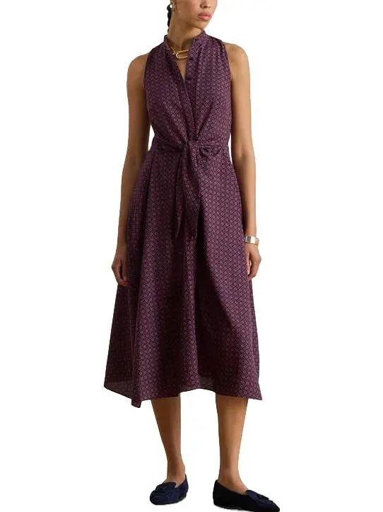 Ralph Lauren Tie-waist Midi Shirt Dress - Purple/navy