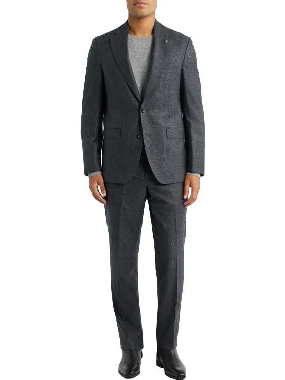 JACK VICTOR Montana Grey Screen Weave Super 110s Wool Suit - Charcoal