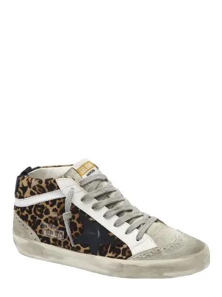 GOLDEN GOOSE Mid Star Calf Hair Sneakers - Leopard Print Calf Hair/black
