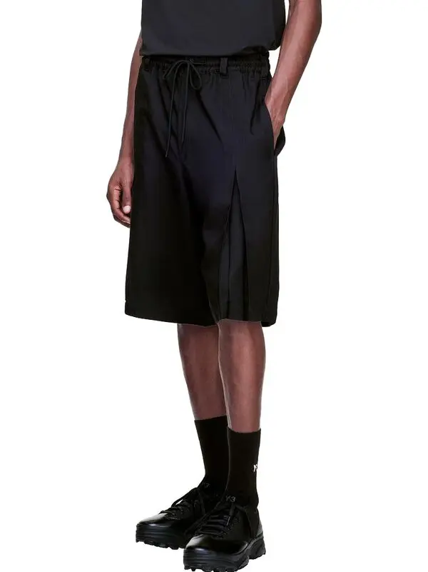 Y3 Sport Uniform Pleated Oversize Shorts - Black