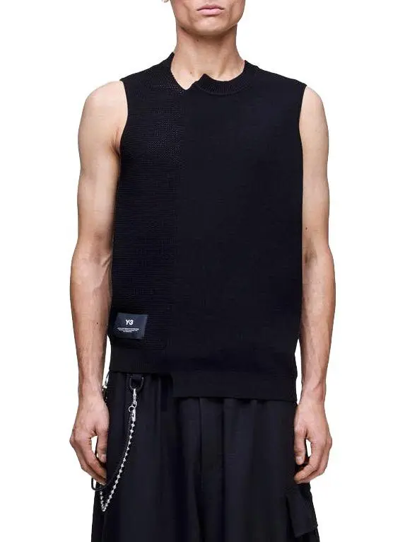 Y3 Gfx 3-stripes Deconstructed Sweater Vest - Black