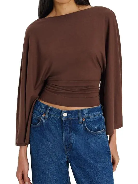 REFORMATION Avery Long Sleeve Top - Cafe