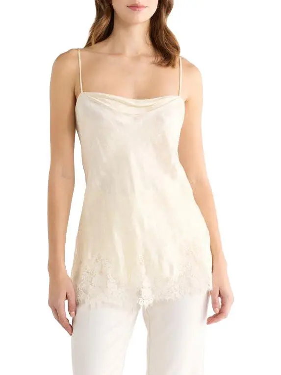 REFORMATION Carolina Jacquard Satin Top - Cream Jacquard