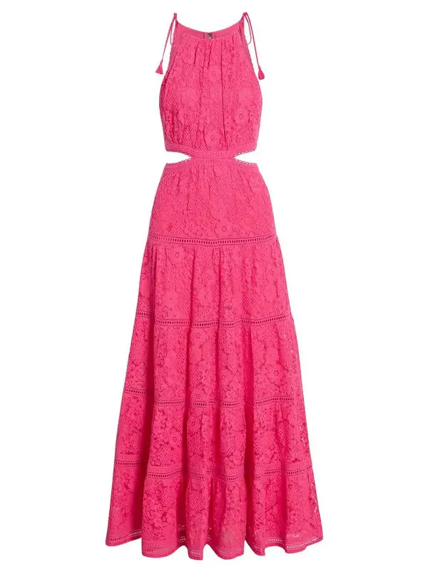 Alice + Olivia Myrtice Guipure Lace Maxi Dress - Fuchsia