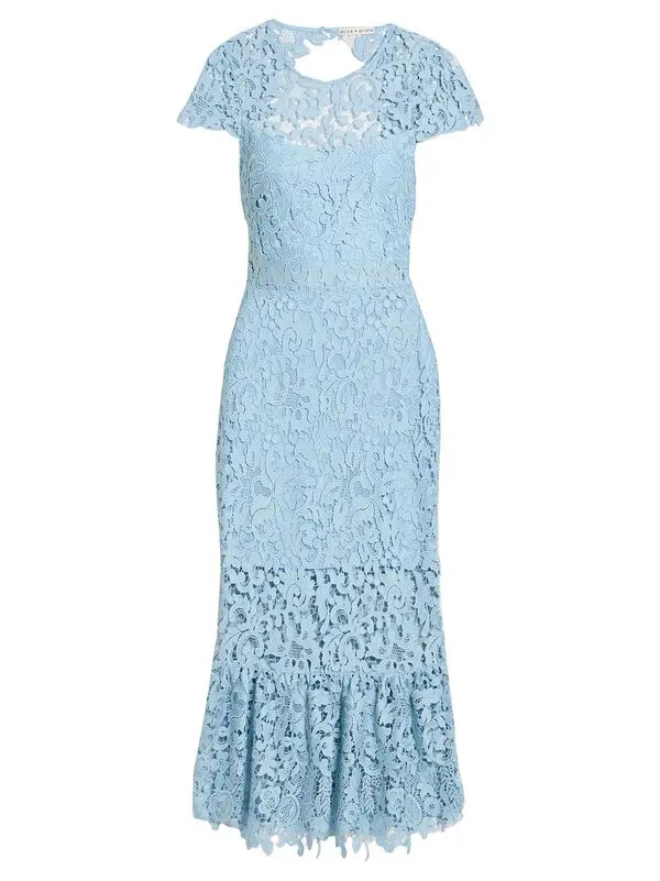 Alice + Olivia Clover Guipure Lace Midi Dress - Light Blue