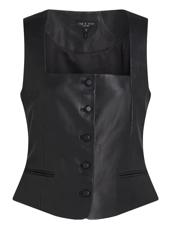 Rag & Bone Mariana Leather Vest - Black