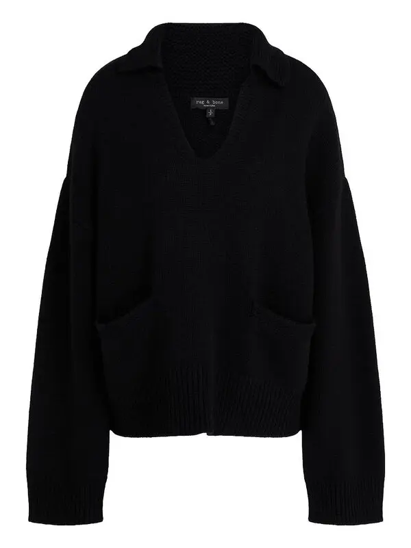Rag & Bone Danica Wool And Cashmere-blend Polo Sweater - Black