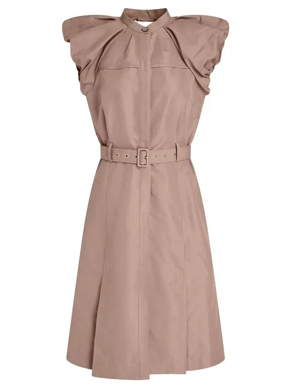 3.1 Phillip Lim Belted Ruffled Cotton-blend Shirt Dress - Taupe