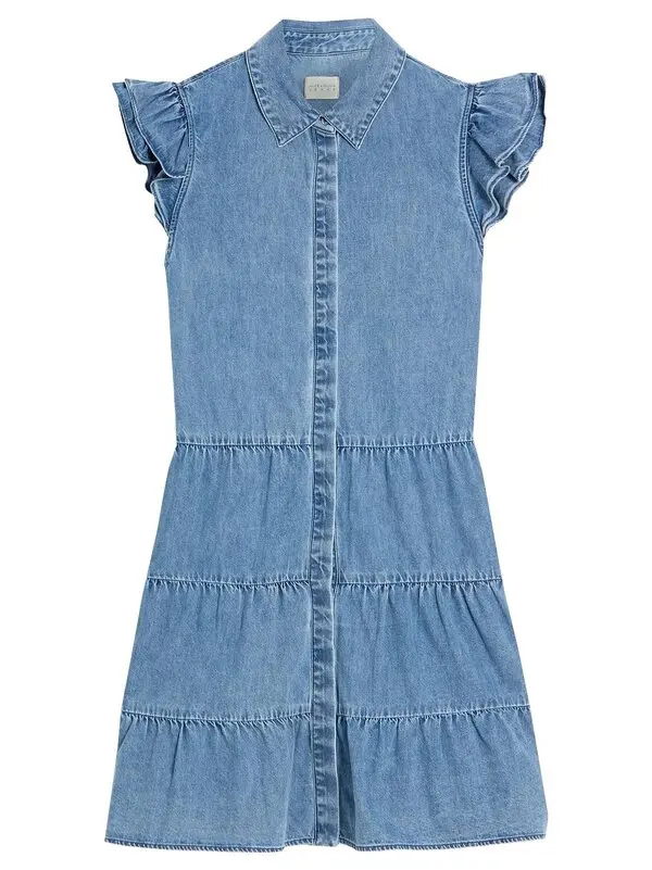 Alice + Olivia Jem Tiered Denim Mini Dress - Light Denim