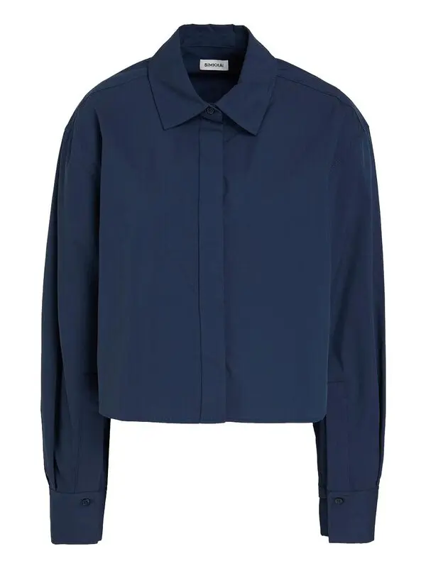 Simkhai Renata Cotton-blend Poplin Shirt - Navy