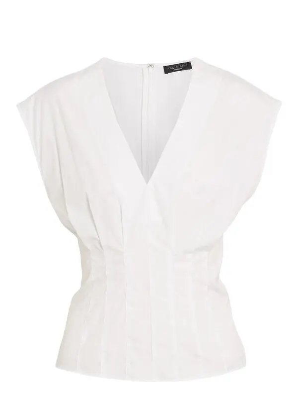 Rag & Bone Ines Pleated Cotton-poplin Top - White