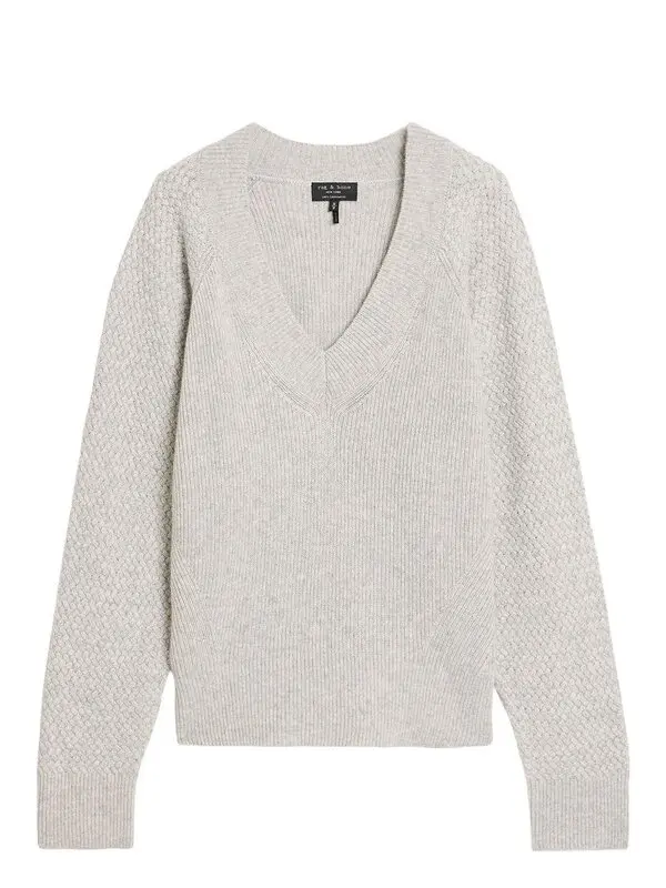 Rag & Bone Kaylee Ribbed Textured-knit Cashmere Sweater - Light Gray