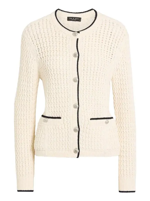 Rag & Bone Daria Cable-knit Cotton-blend Cardigan - Ecru